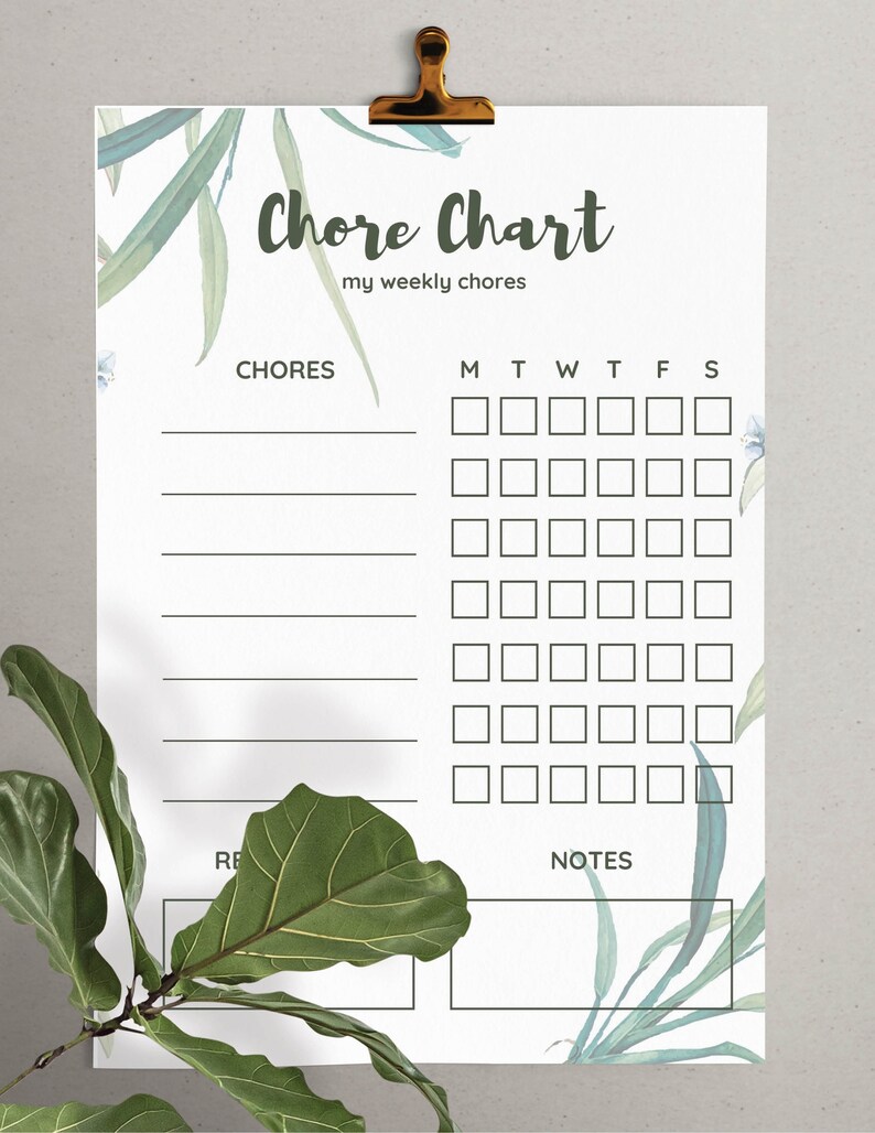 Chore Chart | Printable Family Chore Chart| Blank Weekly Family Chore ...