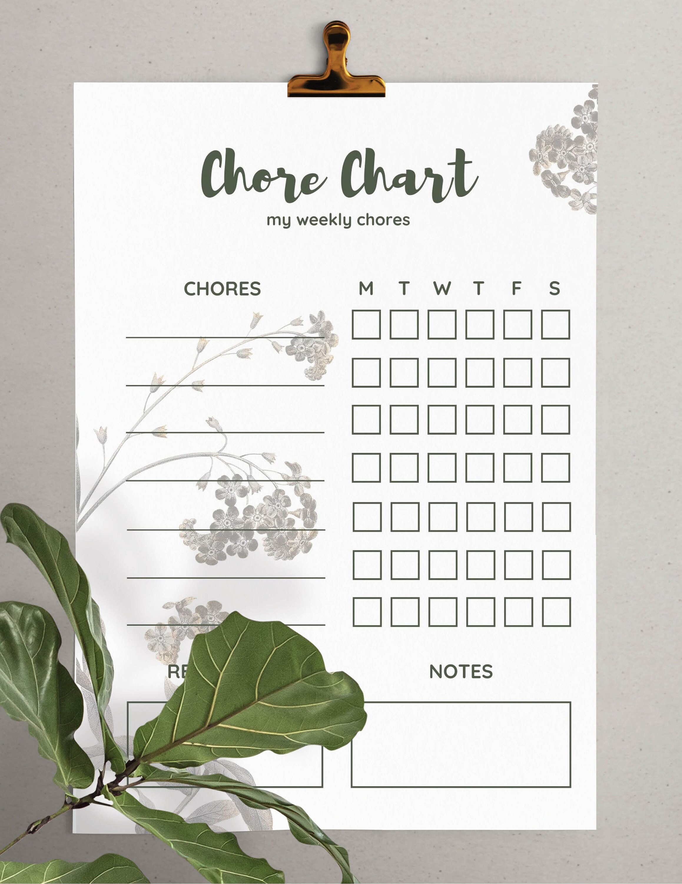 Chore Chart Printable Family Chore Chart Blank Weekly Family Chore ...