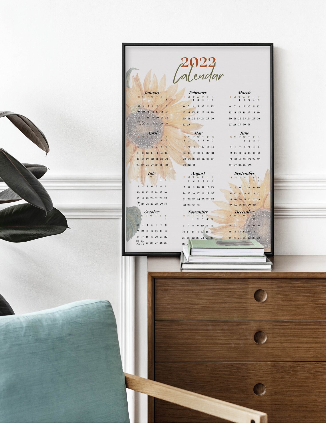 2022 Yearly Calendar Planner Printable | 2022 Planner | 2022 Calendar ...