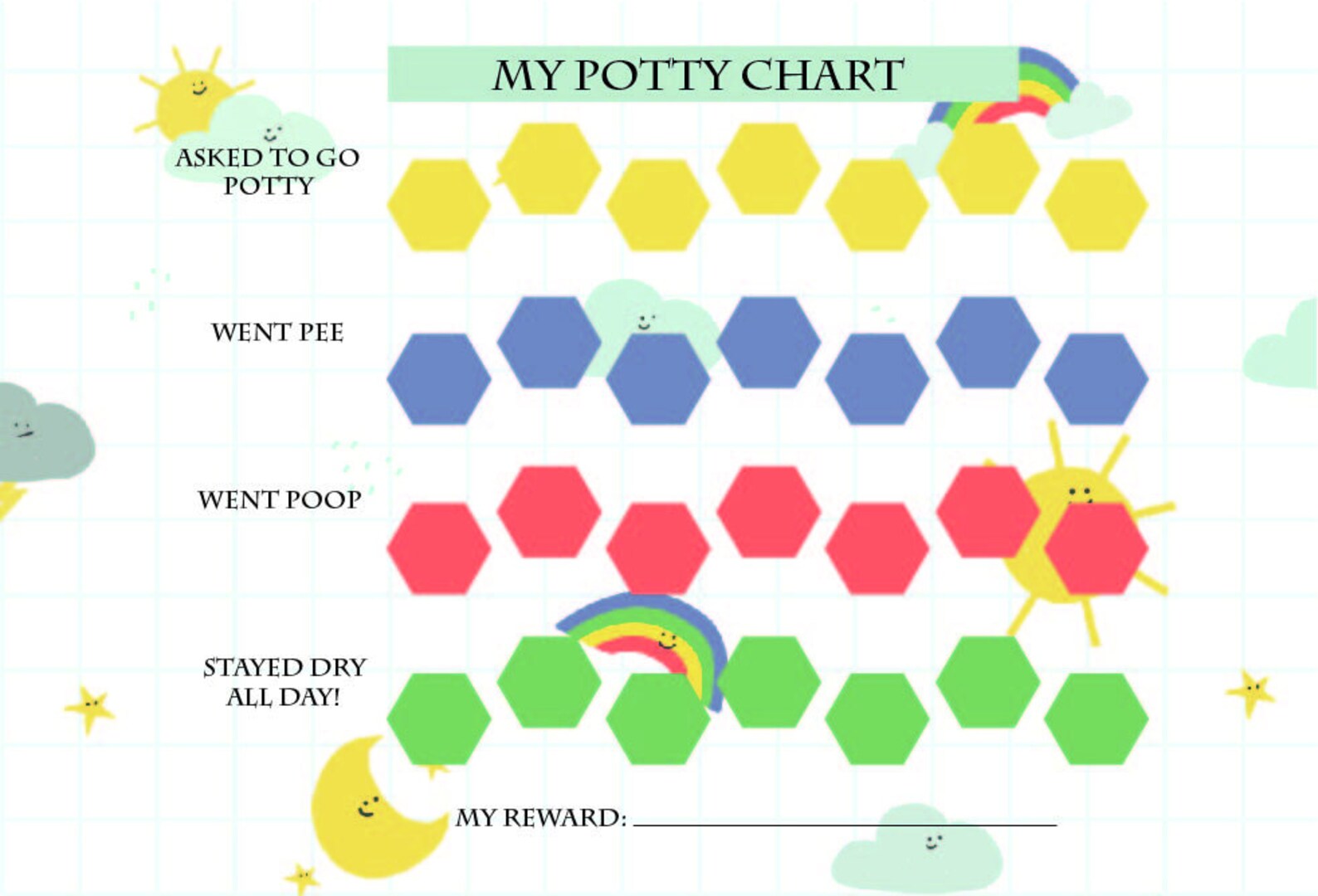 Printable Potty Chart | Kids Potty Training Chart | Sunshine and ...