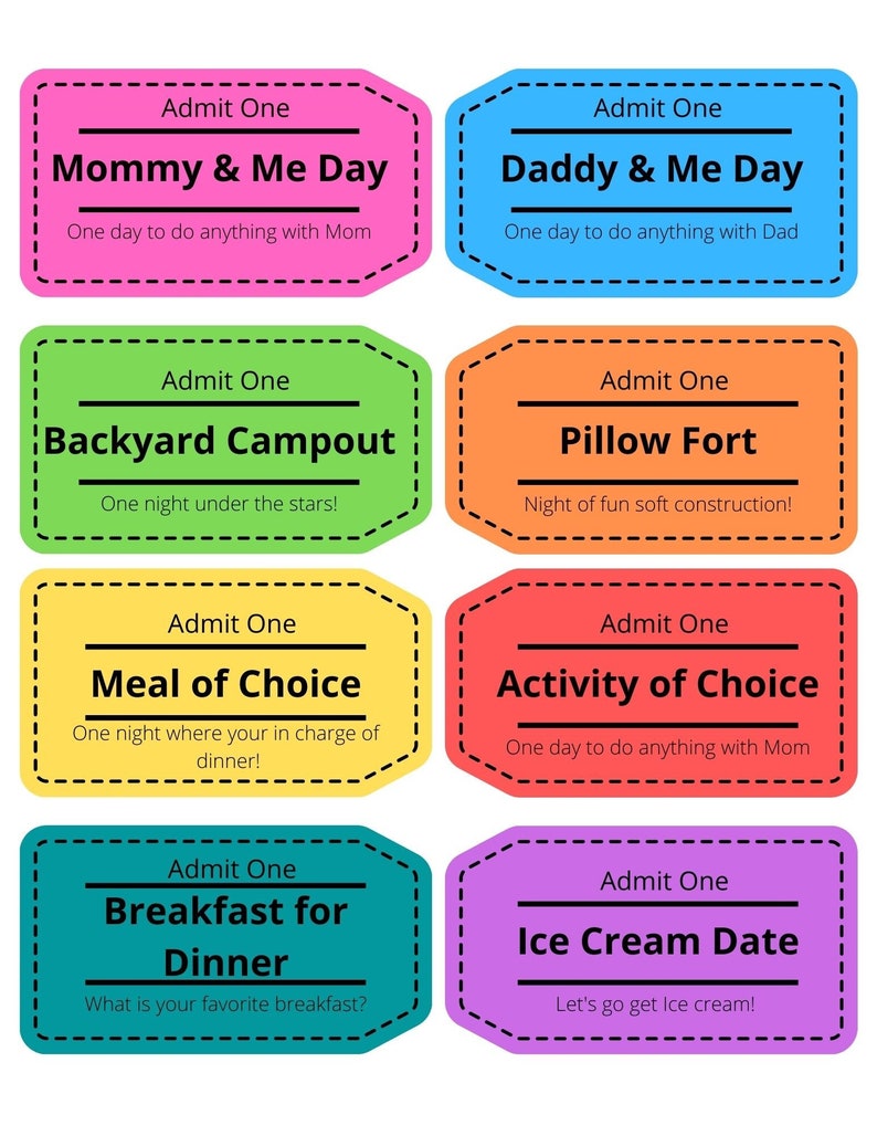 Printable Kid Coupons | Kids Coupon Book | Instant Digital Download ...