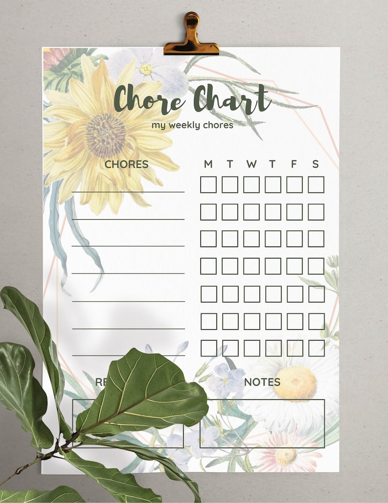 Chore Chart | Printable Family Chore Chart| Blank Weekly Family Chore ...