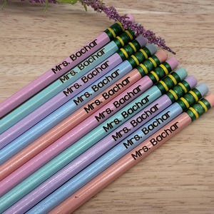 10 Personalized Pencils, Teacher Gifts, Pastel Pencils, Back to School ...