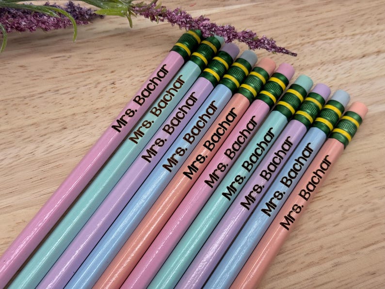 10 Personalized Pencils, Teacher Gifts, Pastel Pencils, Back to School ...