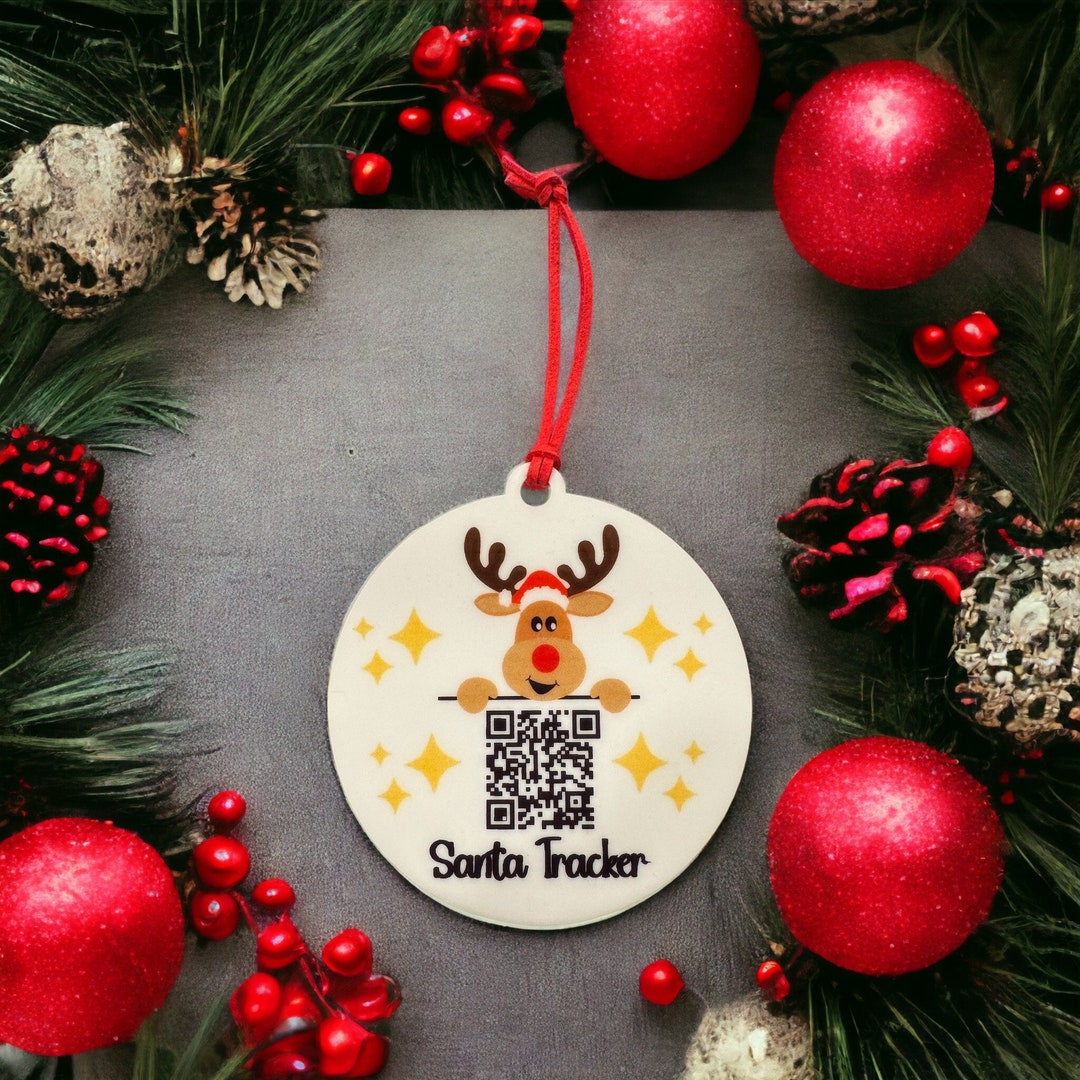 Santa Tracker Ornament With QR Code, Santa Tracker, Reindeer Santa ...