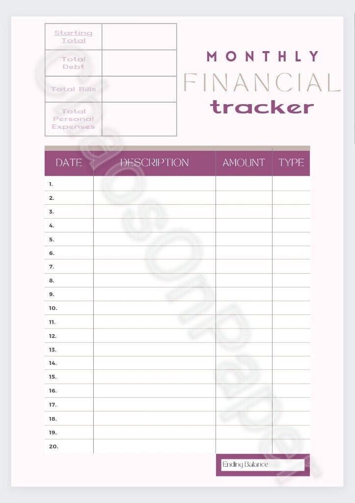Printable Financial and Investment Tracker PDF - Etsy