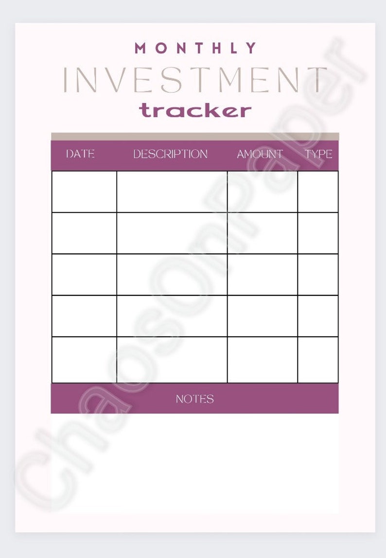 Printable Financial and Investment Tracker PDF - Etsy