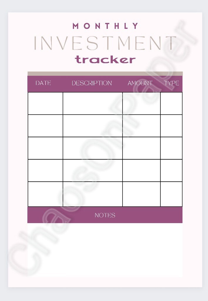 Printable Financial and Investment Tracker PDF - Etsy