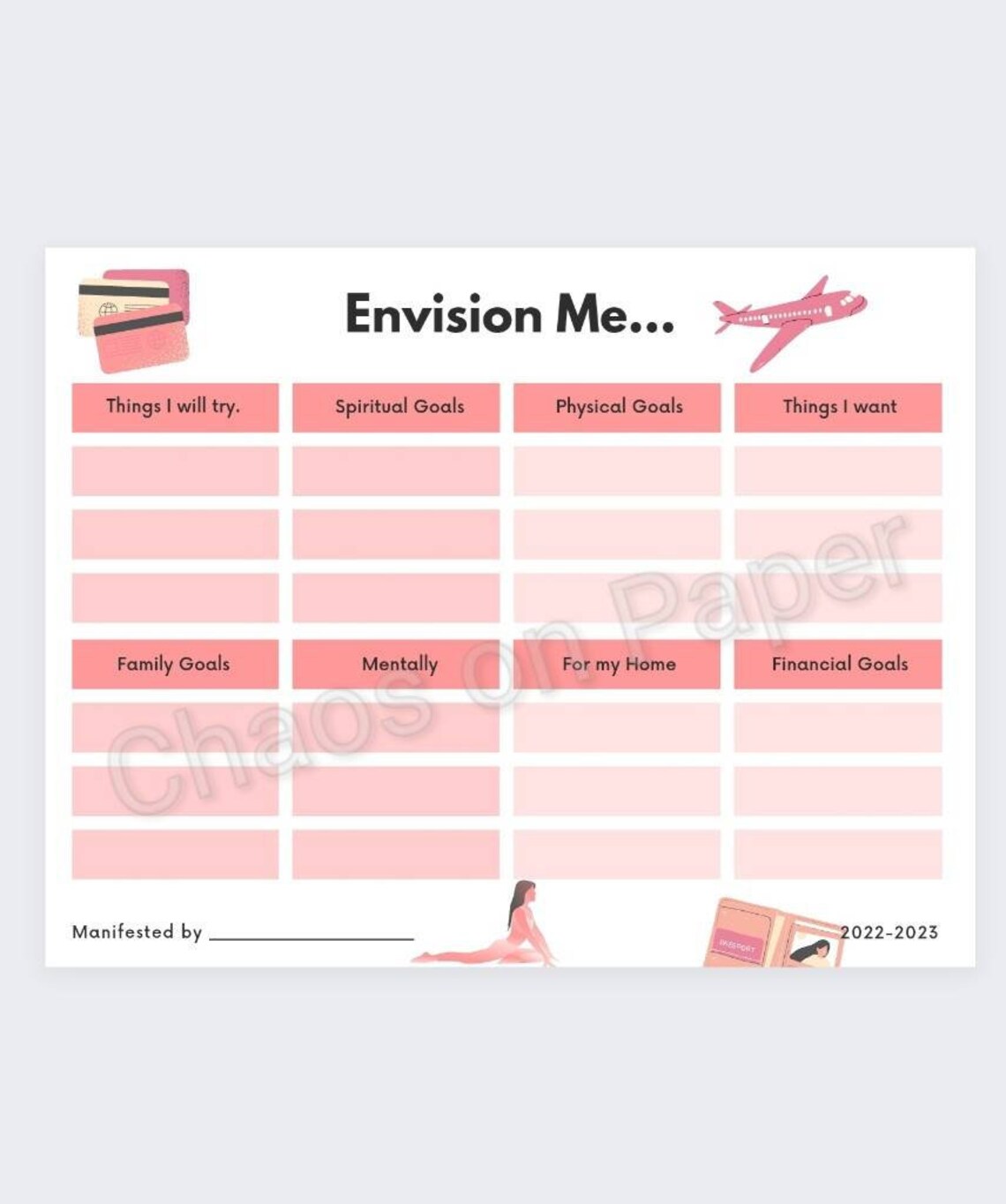 Printable Vision Board Template -PDF Digital Download - Etsy