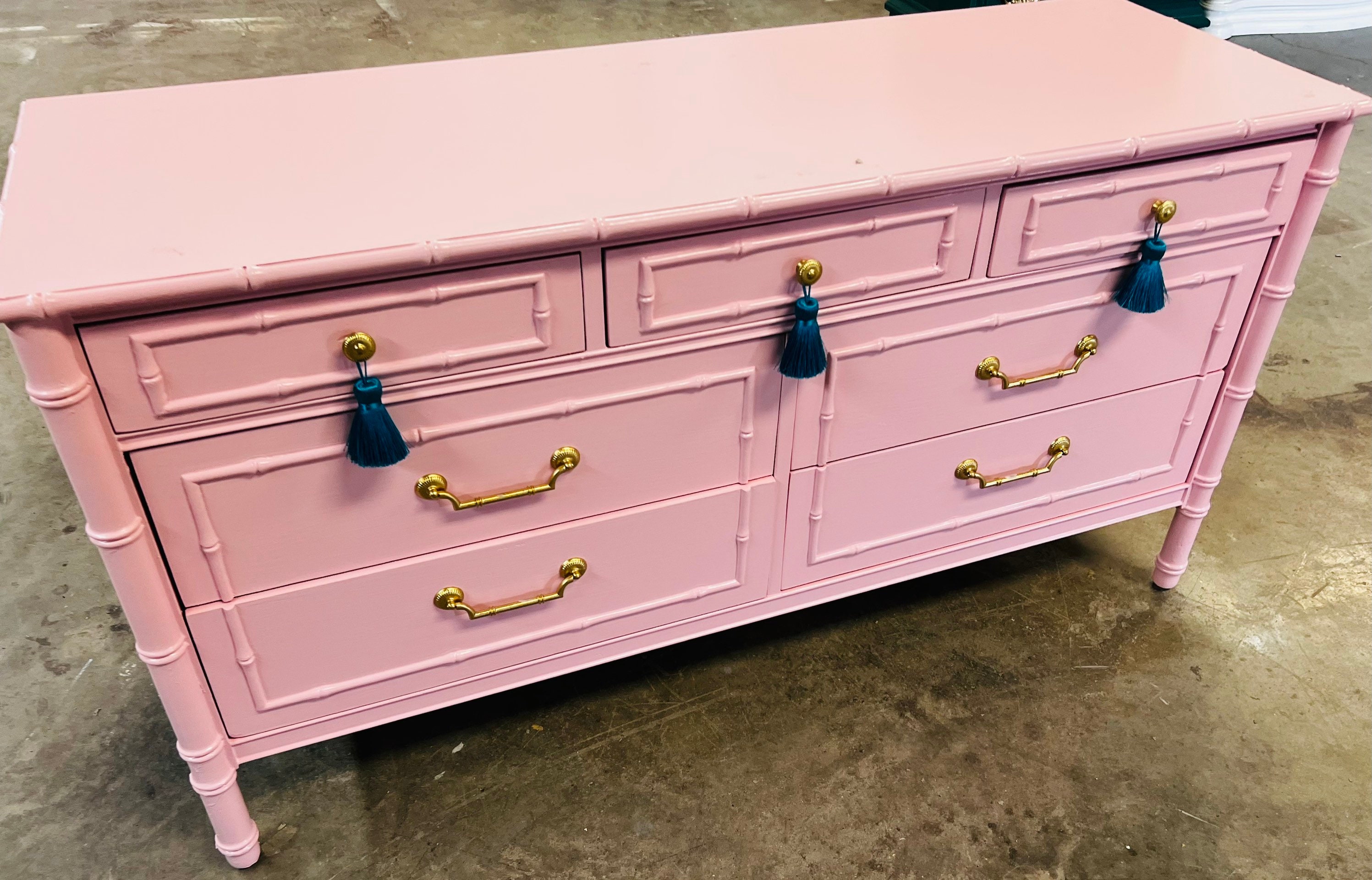 SOLD Bamboo Dresser Tv Console Bedroom Set Credenza Pink - Etsy