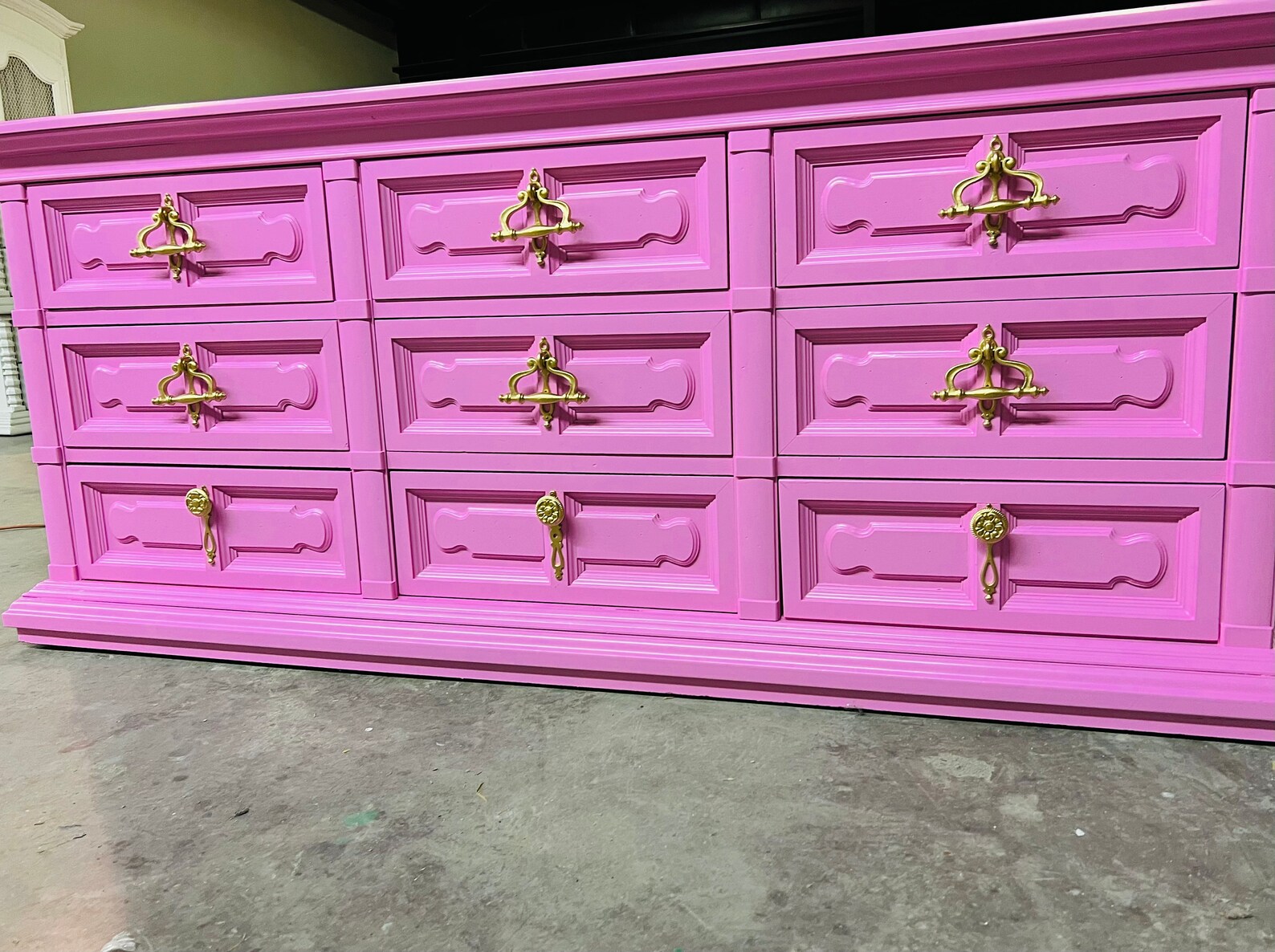 SOLD! Pink| |sample Piece| Dresser | 9 Drawer| Console|sideboard| - Etsy