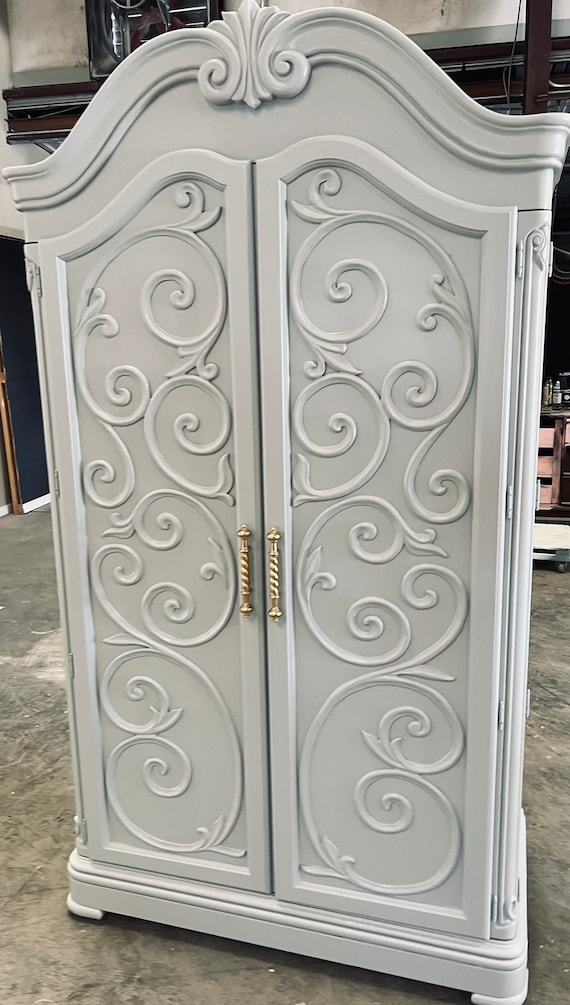 SOLD Extra Large Armoire Dresser Wardrobe Gray Armoire - Etsy