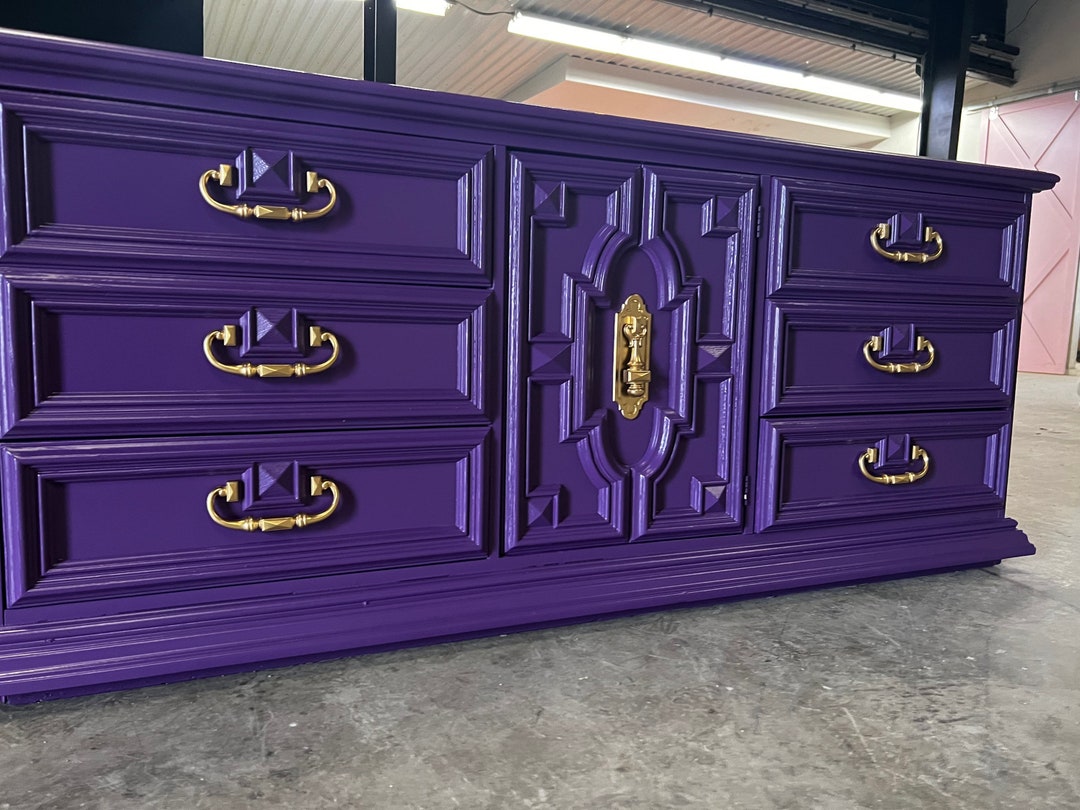 Purple Lacquer 9-drawer Dresser | Vintage Customizable Credenza - Etsy