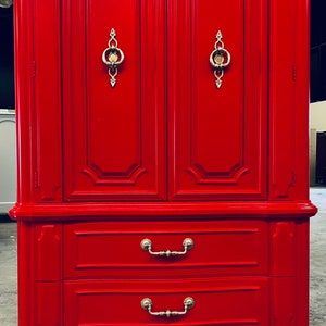 SOLD! Bright Red Armoire| Dresser| Console| Storage| Cabinet| Wood ...