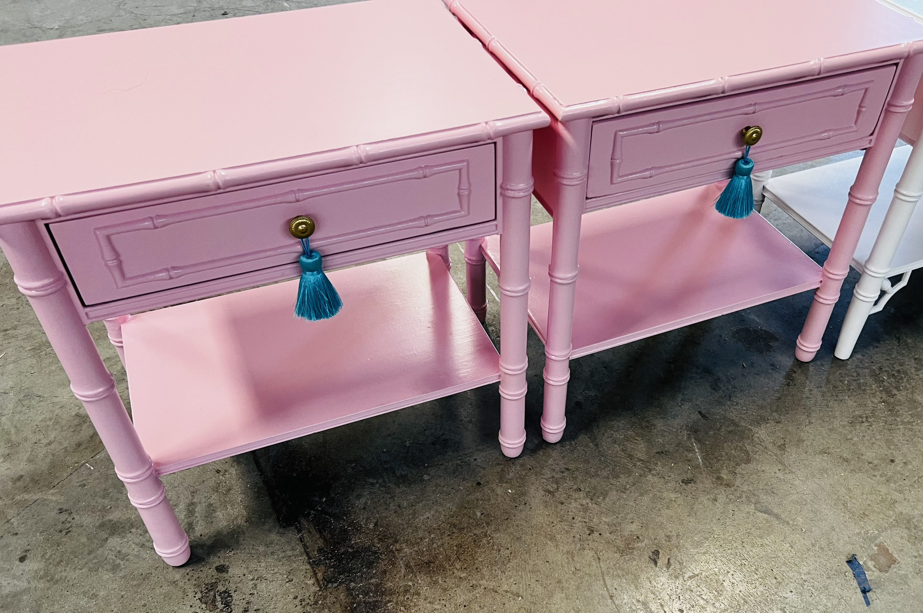 SOLD Light Pink Nightstands End Tables Side Tables Bamboo - Etsy