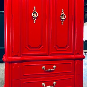 SOLD! Bright Red Armoire| Dresser| Console| Storage| Cabinet| Wood ...