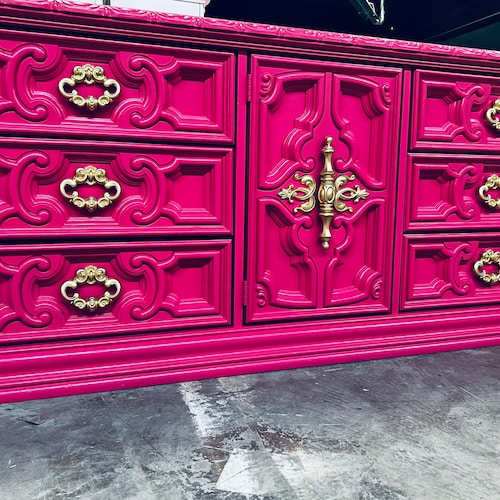 SOLD Neon Yellow Dresser Console 9 Drawer Credenza Large - Etsy