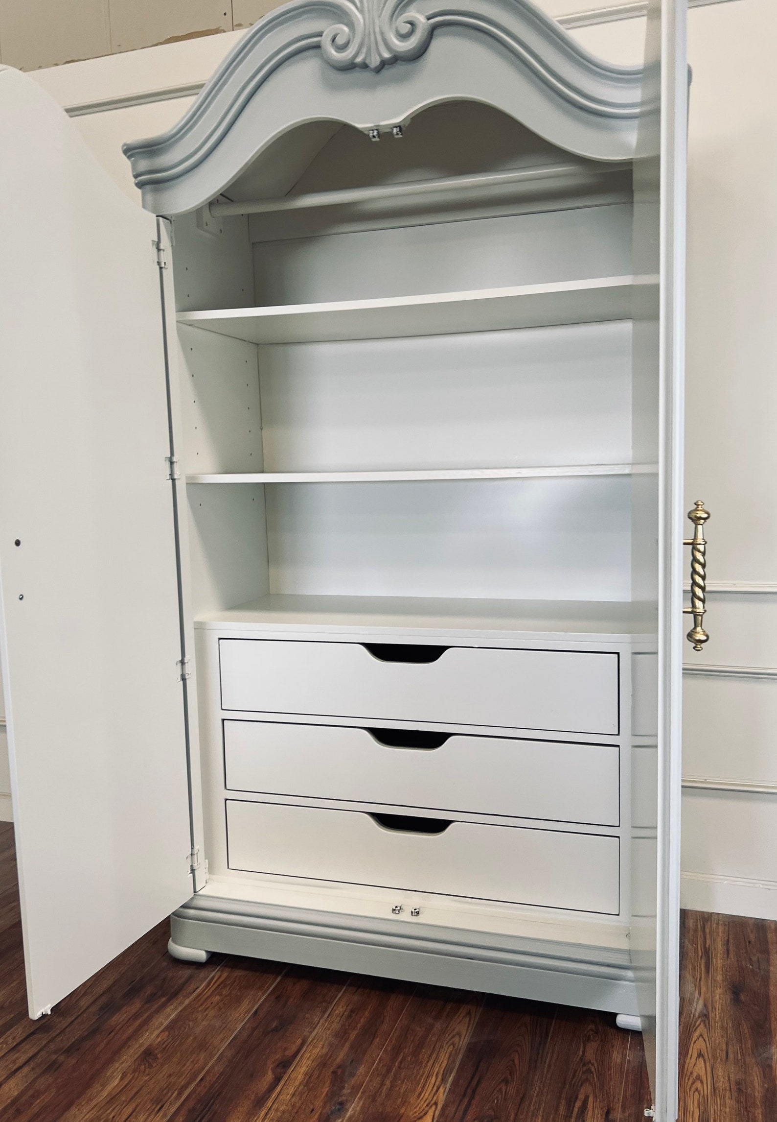 SOLD Extra Large Armoire Dresser Wardrobe Gray Armoire - Etsy