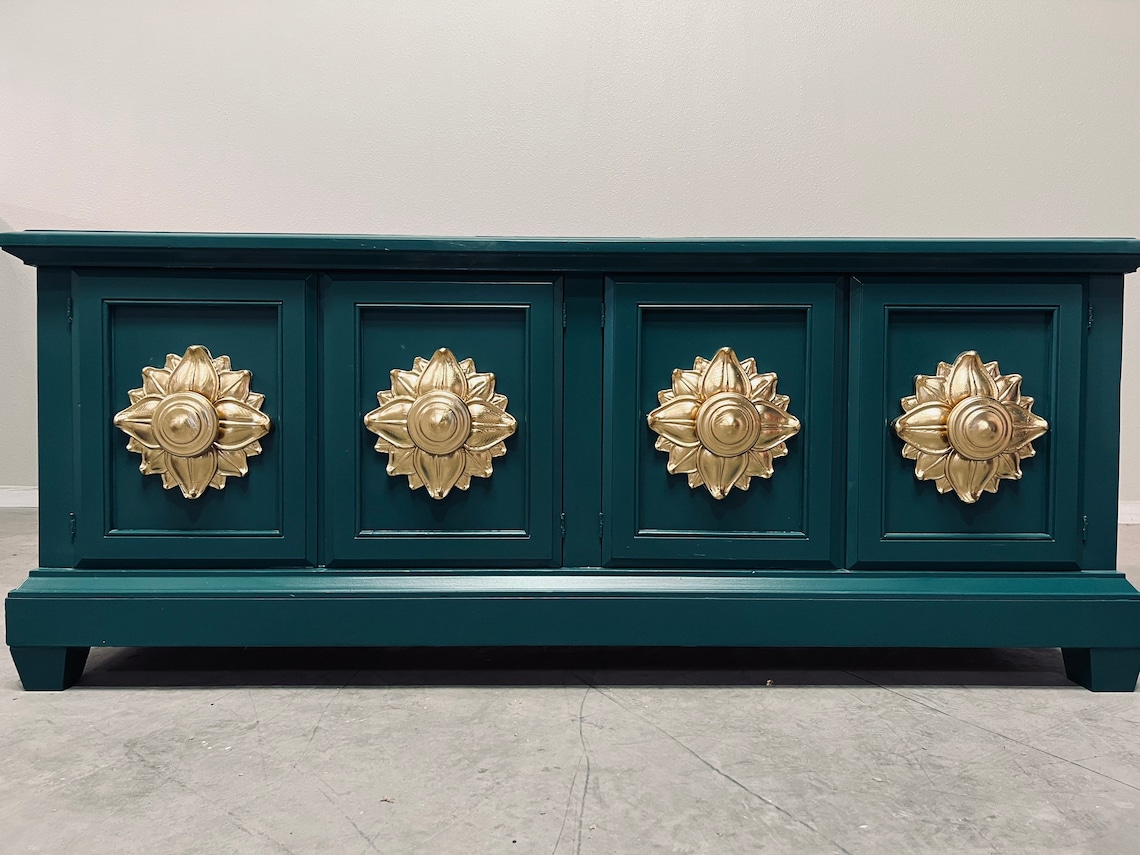 SOLD Dresser Console Emerald Green TV Credenza Cabinet - Etsy