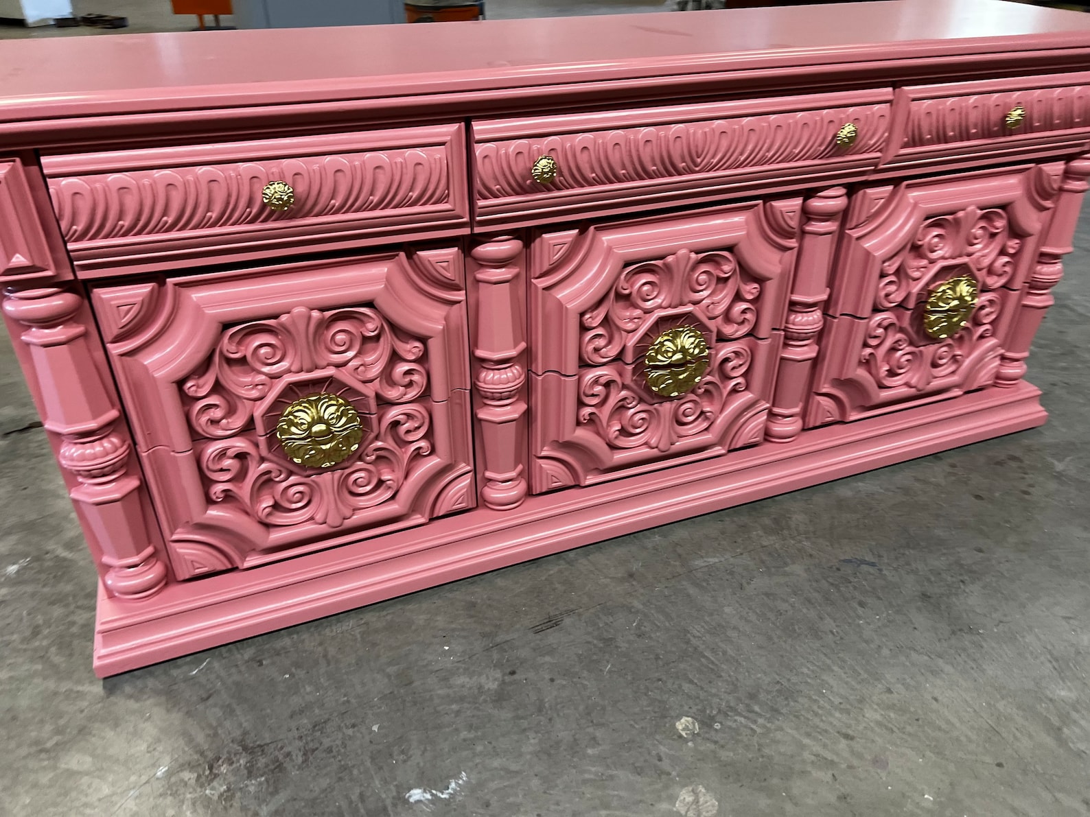 SOLD Ornate Dresser Console Wood Credenza Mauve Pink - Etsy