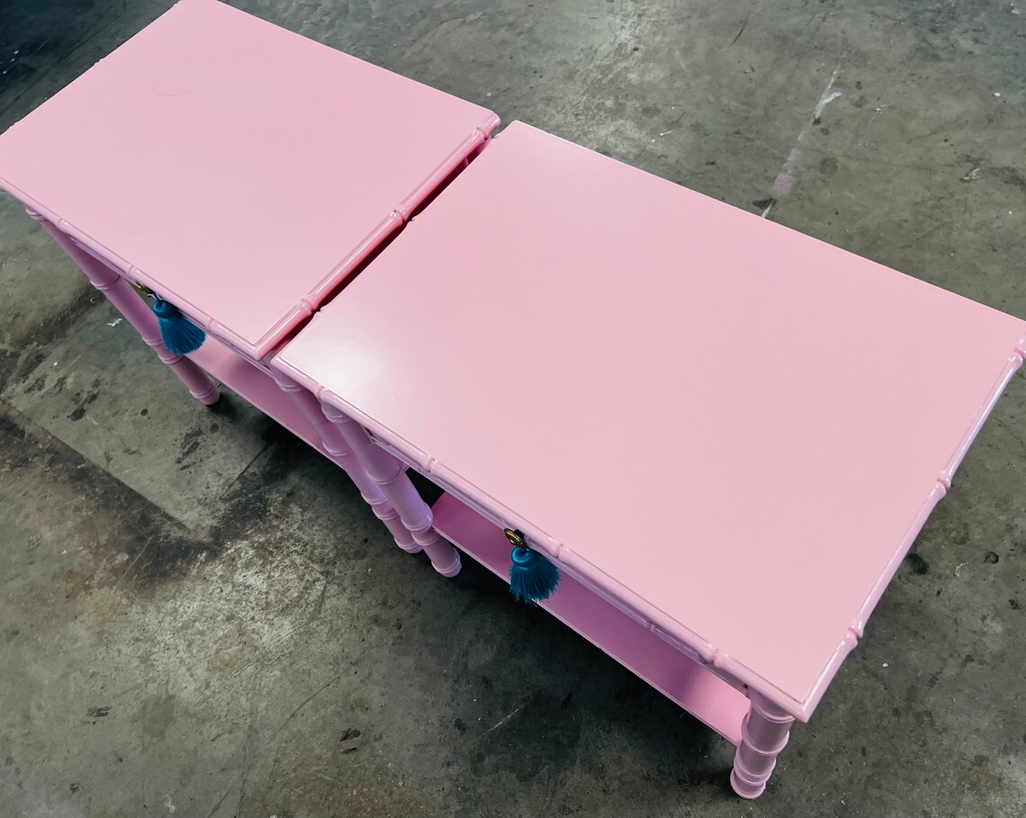 SOLD Light Pink Nightstands End Tables Side Tables Bamboo - Etsy