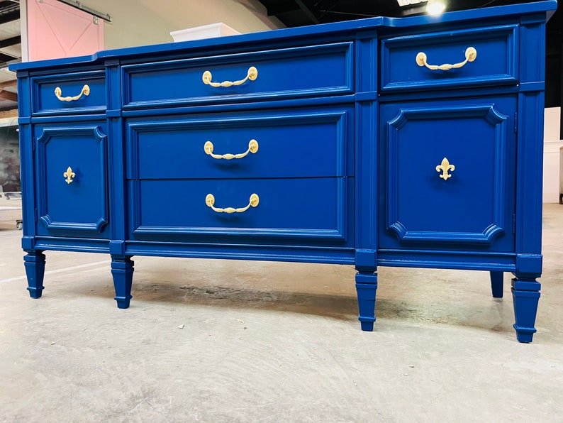 SOLD! Dresser| Console | Navy Blue Dresser| Tv Credenza| Customizable ...