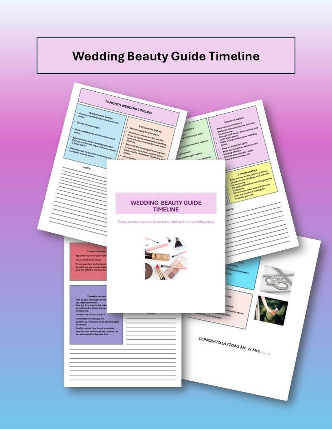 Wedding Beauty Guide Timeline Printable Package - Etsy