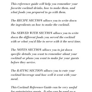 COCKTAIL REFERENCE GUIDE Pdf, Digital Download, Cocktail Drinks ...
