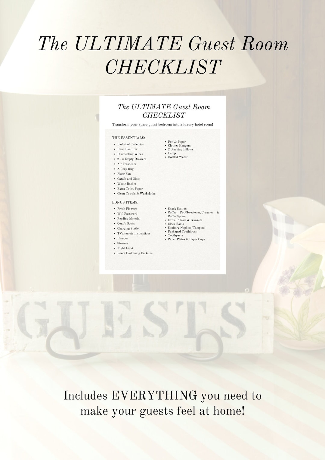 Guest Room Checklist, Entertaining Checklist, Pdf, Checklists, Guest ...