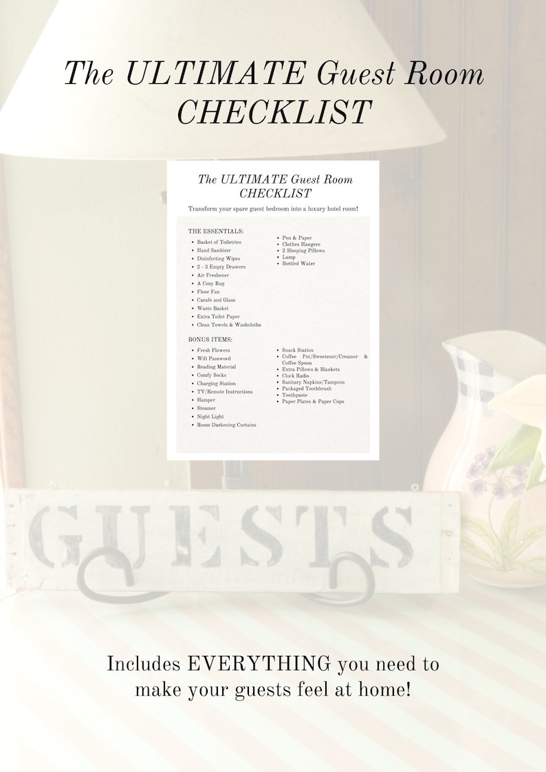Guest Room Checklist, Entertaining Checklist, Pdf, Checklists, Guest ...