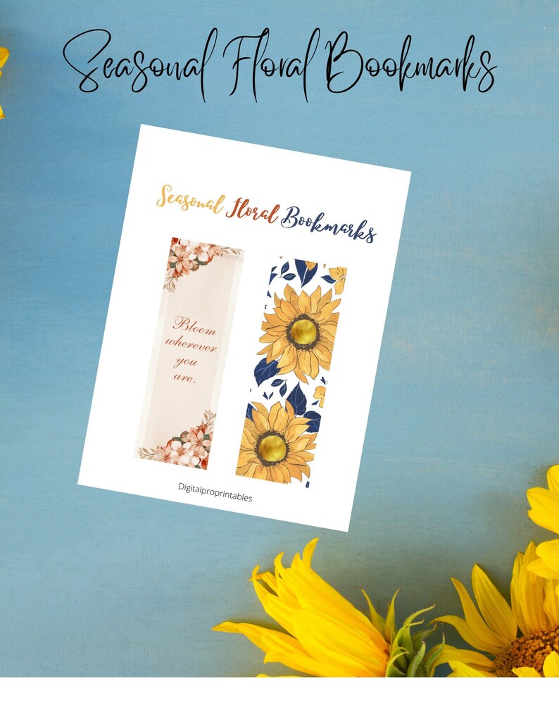 Floral Bookmarks Printable - Flower Bookmarks - Bookmark Set - Bookmark ...