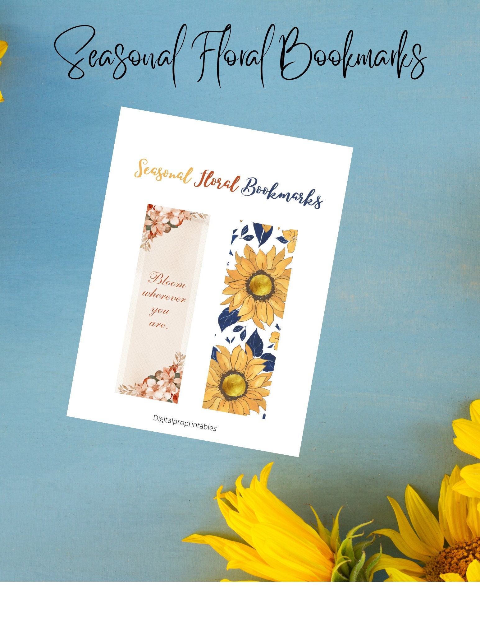 Floral Bookmarks Printable - Flower Bookmarks - Bookmark Set - Bookmark ...