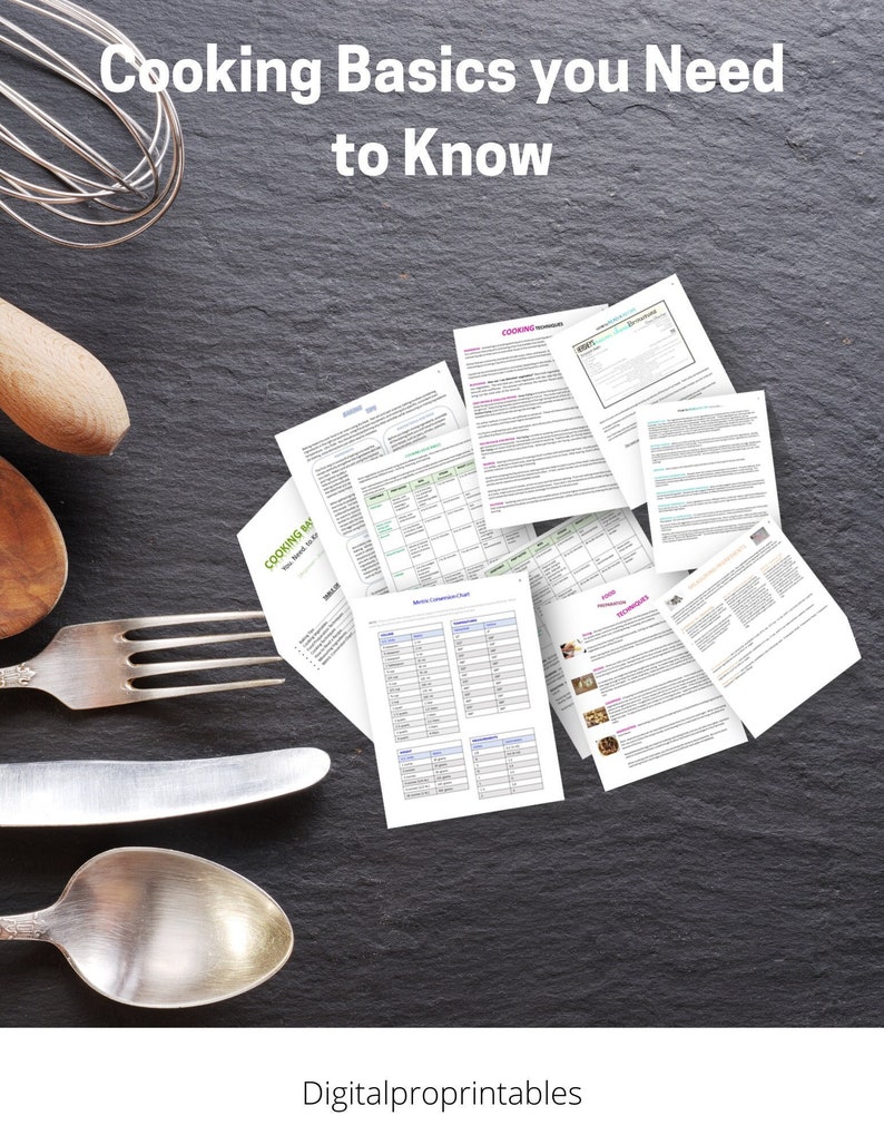 COOKING BASICS You Need to Know Printable Bundle Package - for ...