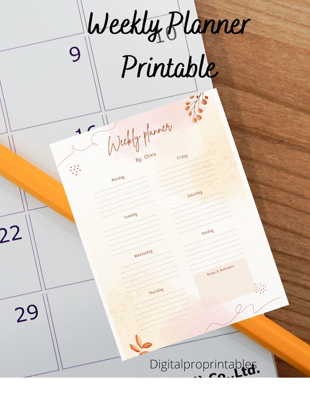 Weekly Planner Downloadable Printable - Pdf - Week Tracker - Weekly ...