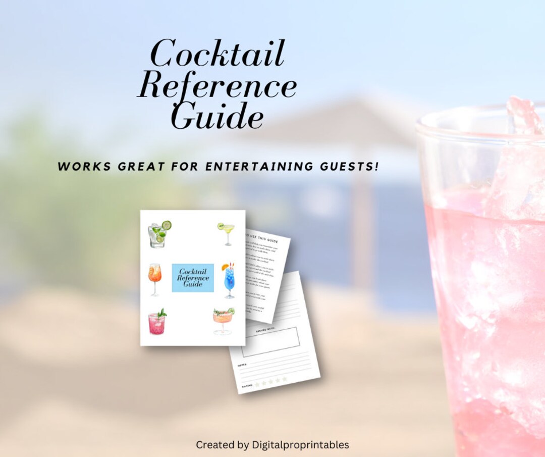 COCKTAIL REFERENCE GUIDE Pdf, Digital Download, Cocktail Drinks ...