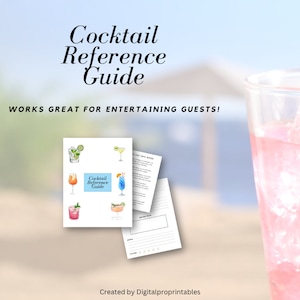 COCKTAIL REFERENCE GUIDE Pdf, Digital Download, Cocktail Drinks, Cocktail Menu, Dining ...