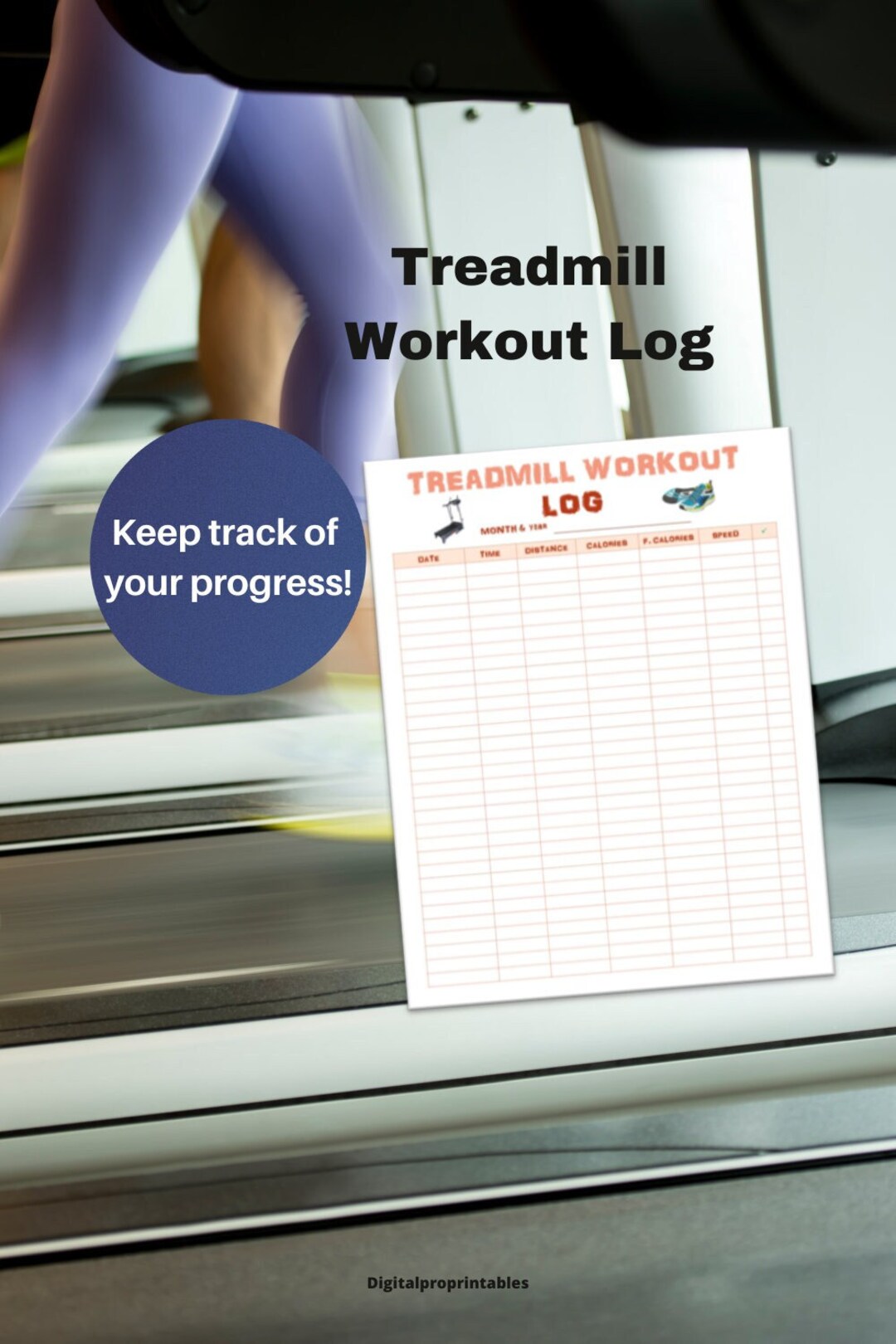 TREADMILL WORKOUT LOG - Treadmill Printable - Workout Chart - Fitness ...