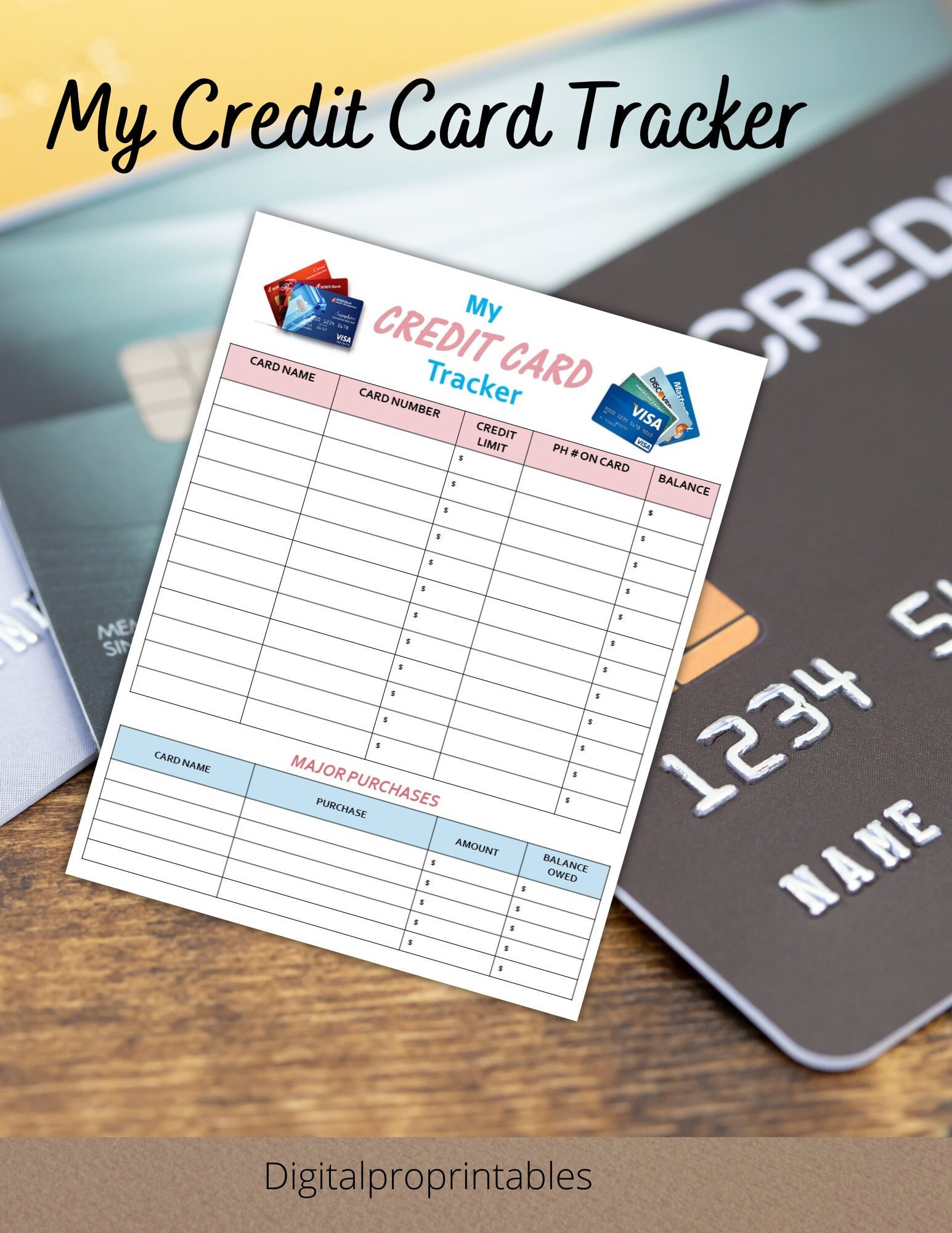 CREDIT CARD TRACKER Credit Card Comparison Credit Cards - Etsy