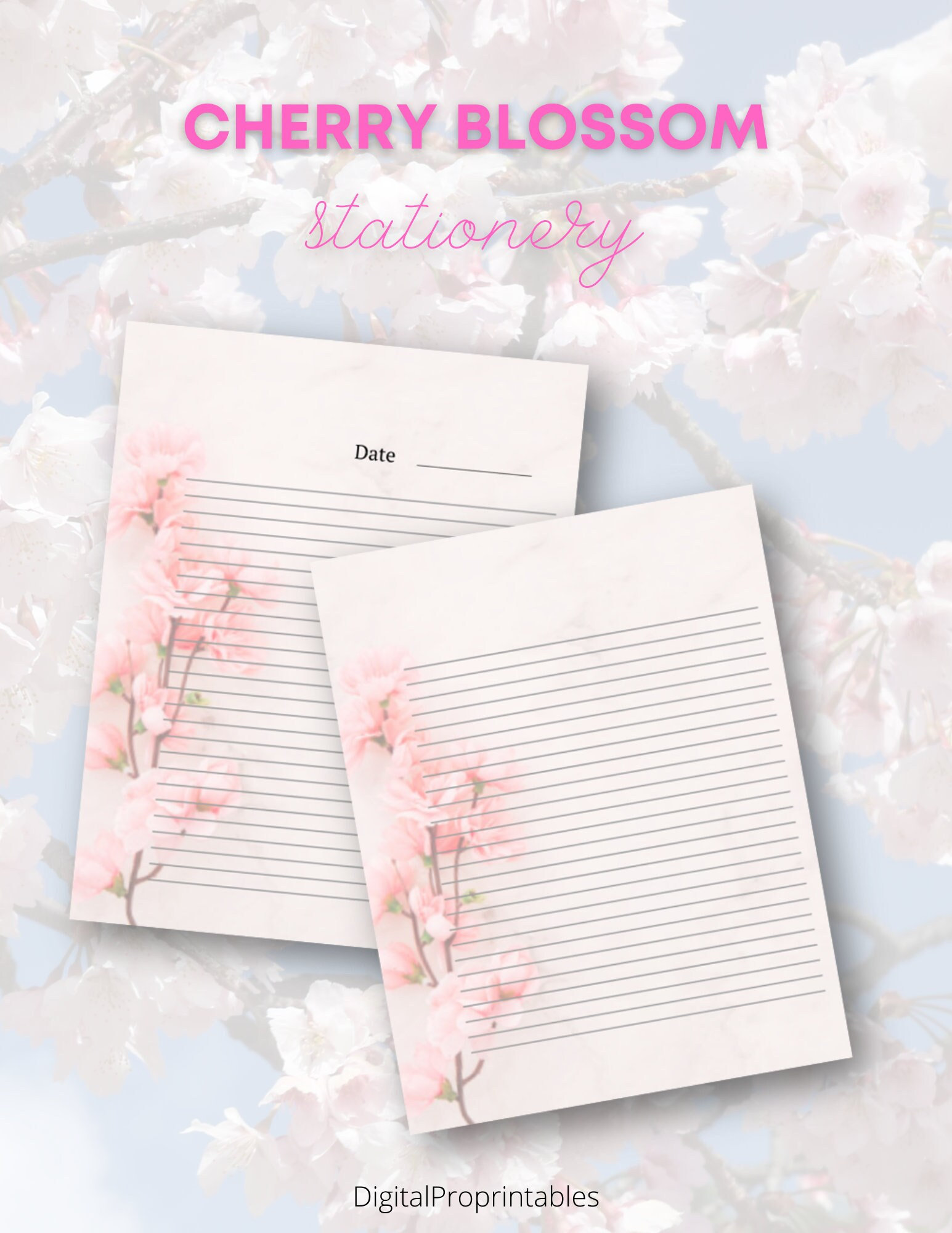 Cherry Blossom Stationery Printable