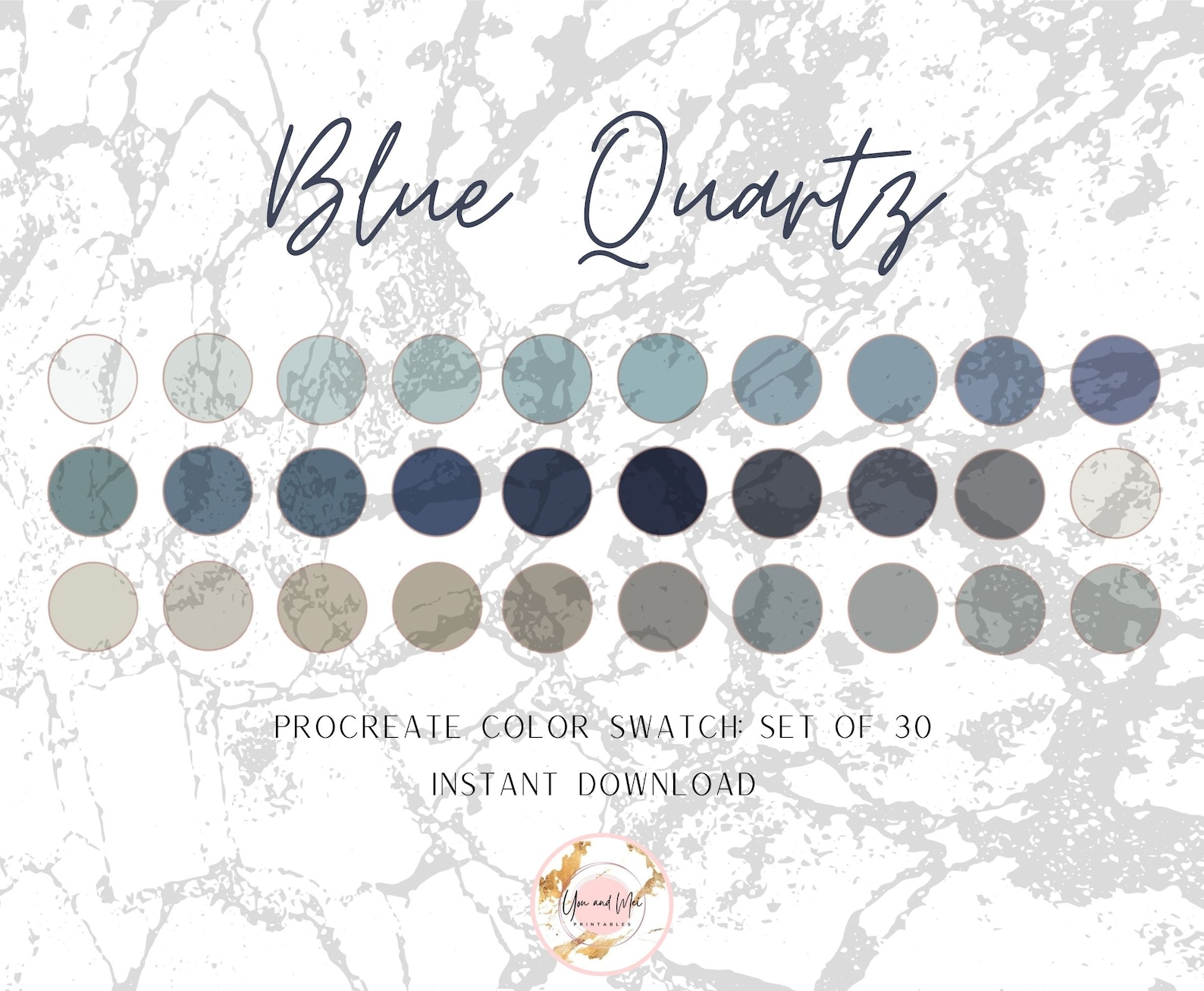 Blue Quartz Procreate Palette, Color Swatches, Color Palette, iPad ...