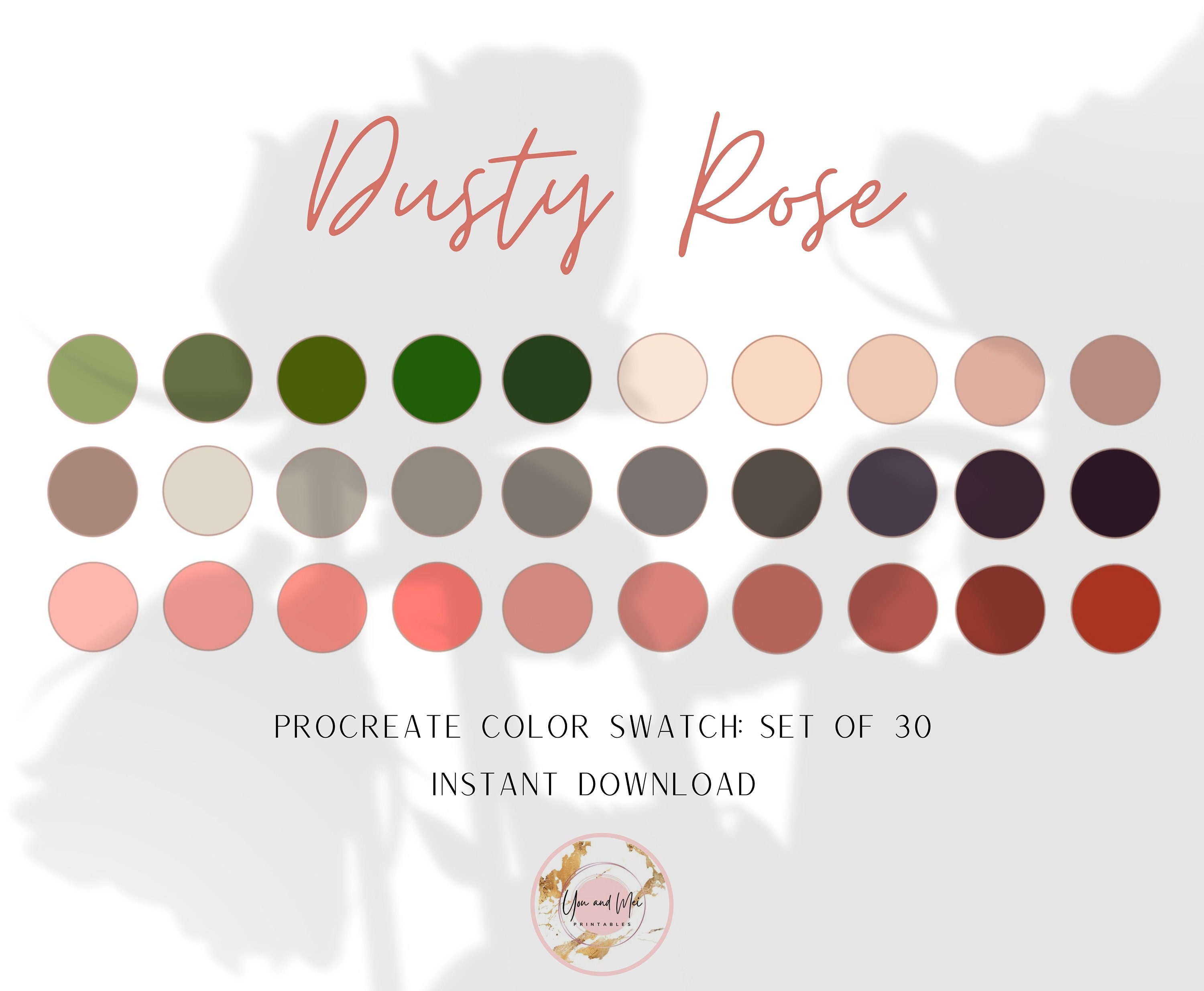 Dusty Rose Procreate Palette, Color Swatches, Color Palette, iPad ...