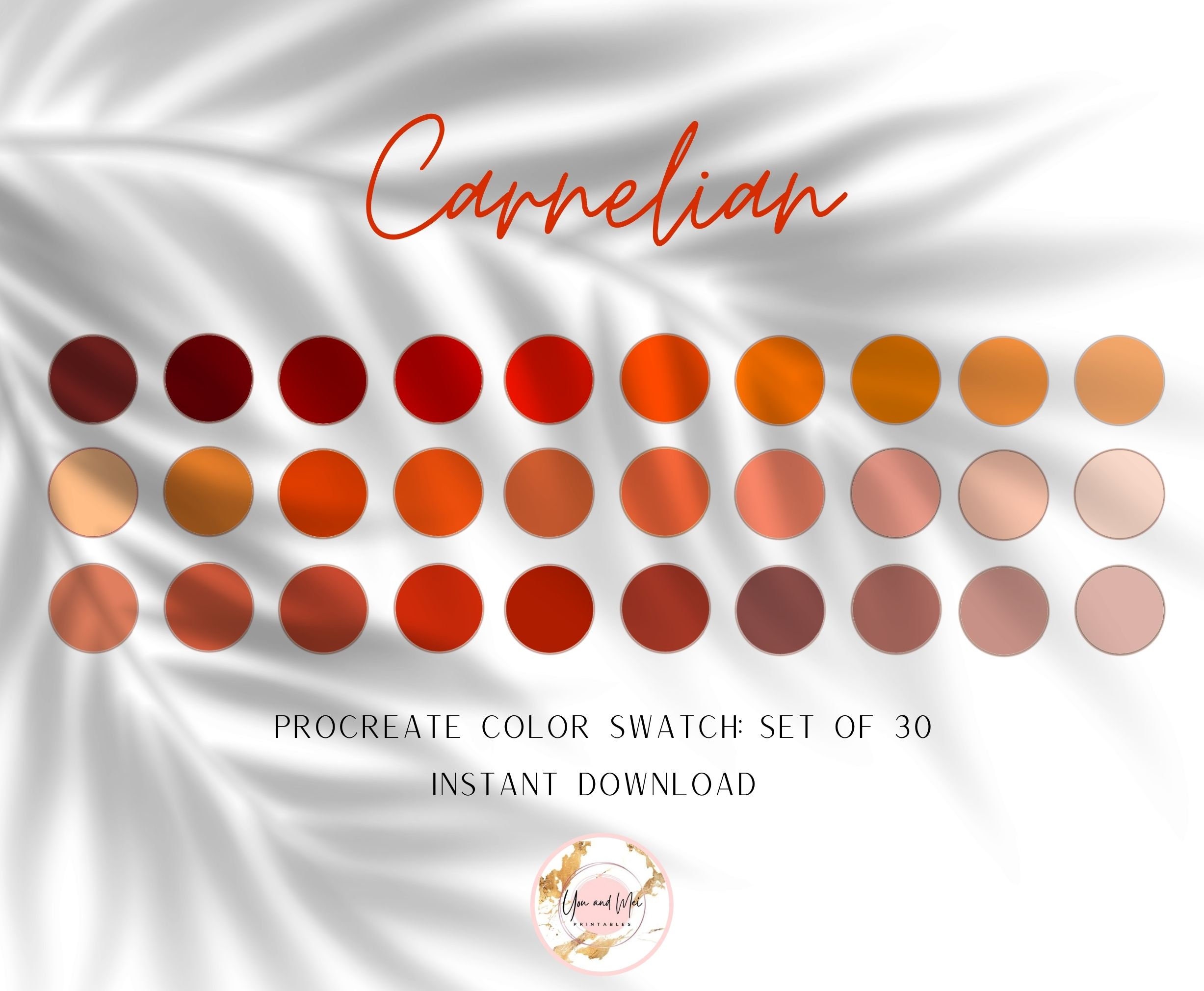 Carnelian Crystal Procreate Palette, Color Swatches, Color Palette ...