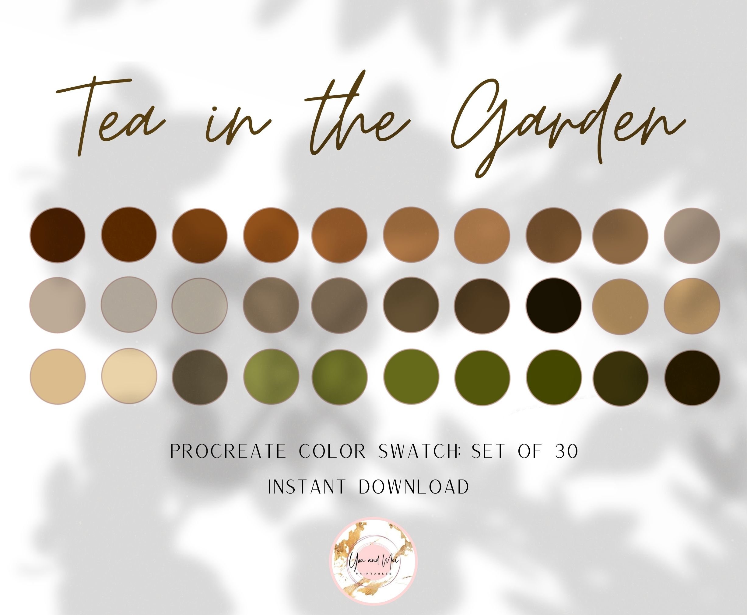 Tea in the Garden Procreate Palette, Color Swatches, Color Palette ...