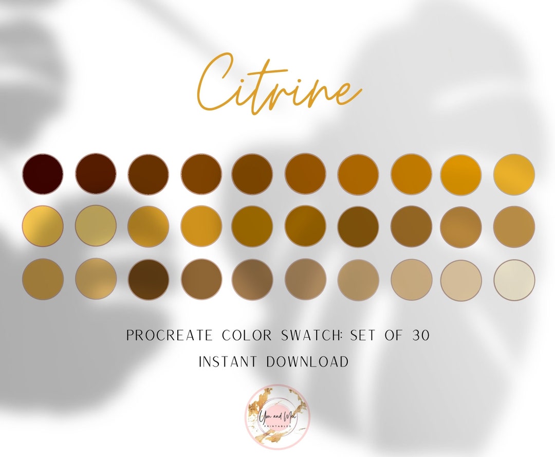 Citrine Crystal Procreate Palette, Color Swatches, Color Palette, iPad ...