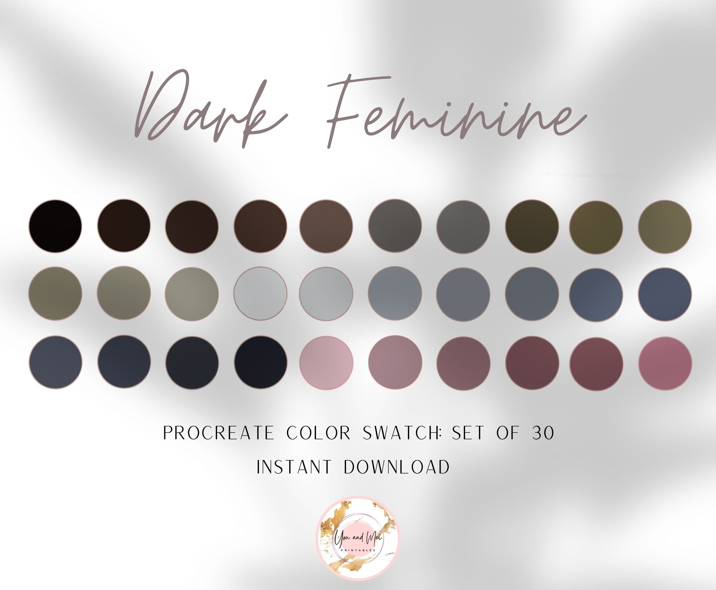 Dark Feminine Procreate Palette, Color Swatches, Color Palette, iPad ...