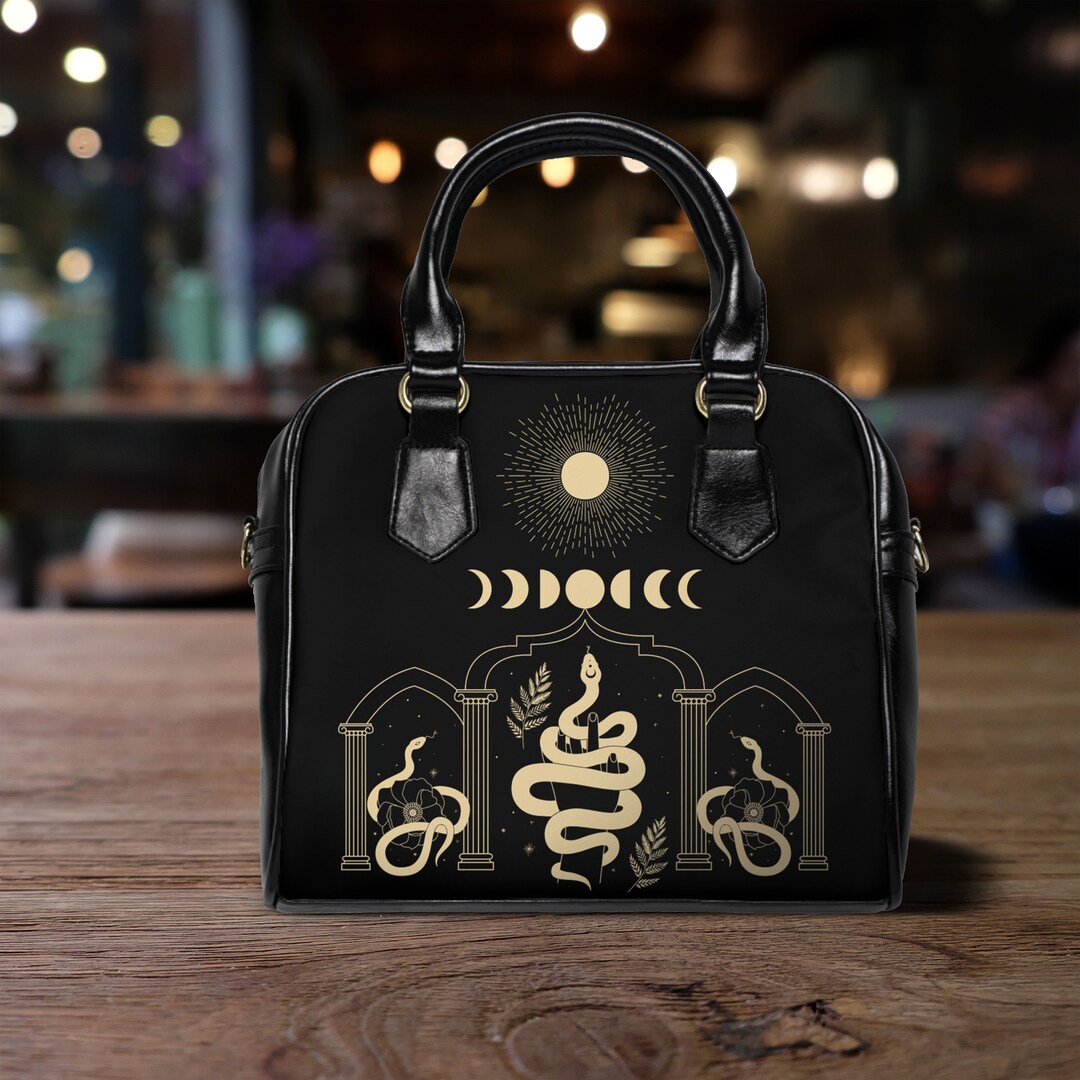 Celestial Moon Phase Snake Shoulder Handbag, Pagan Clothing, Wiccan ...
