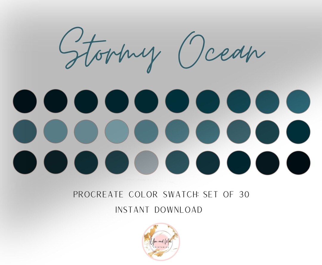Stormy Ocean Procreate Palette, Color Swatches, Blue Color Palette ...