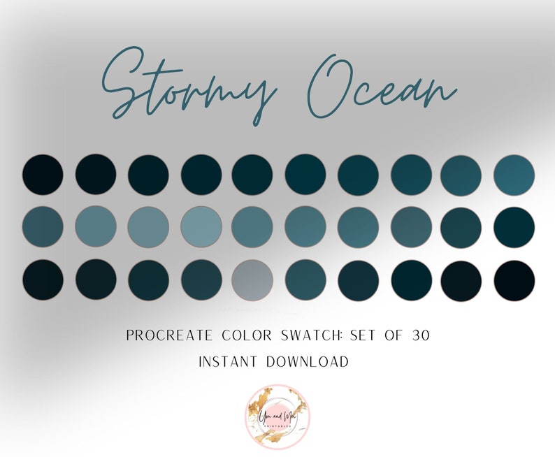 Stormy Ocean Procreate Palette, Color Swatches, Blue Color Palette ...