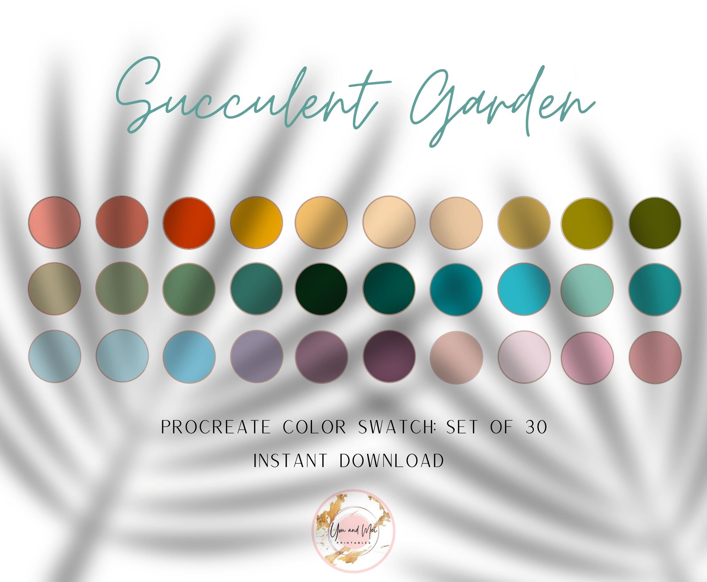 Succulent Garden Procreate Palette, Color Swatches, Color Palette, iPad ...