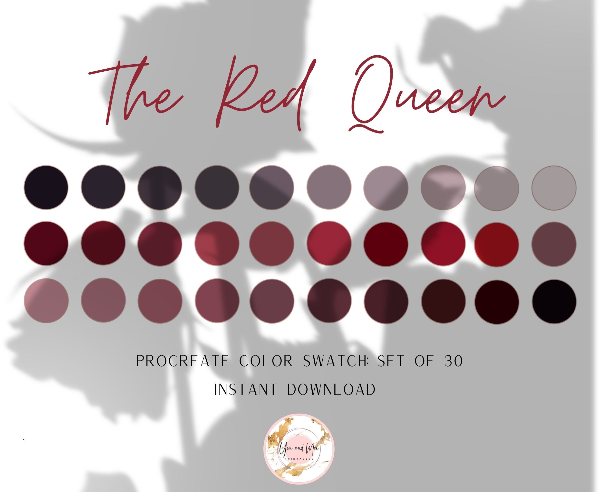 The Red Queen Procreate Palette, Color Swatches, Color Palette, iPad ...